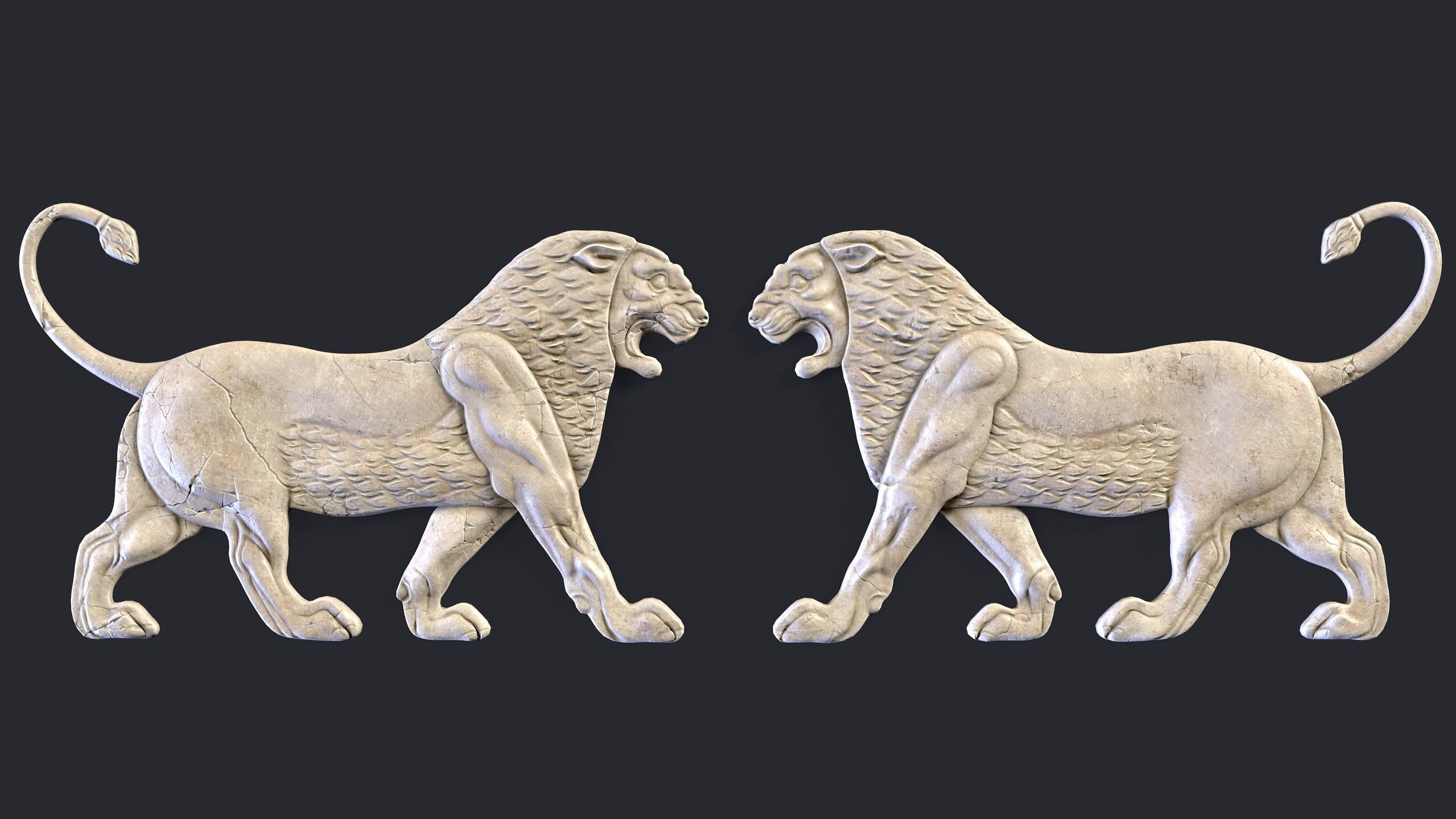 3D model Persian Lion Bas Relief VR / AR / low-poly | CGTrader