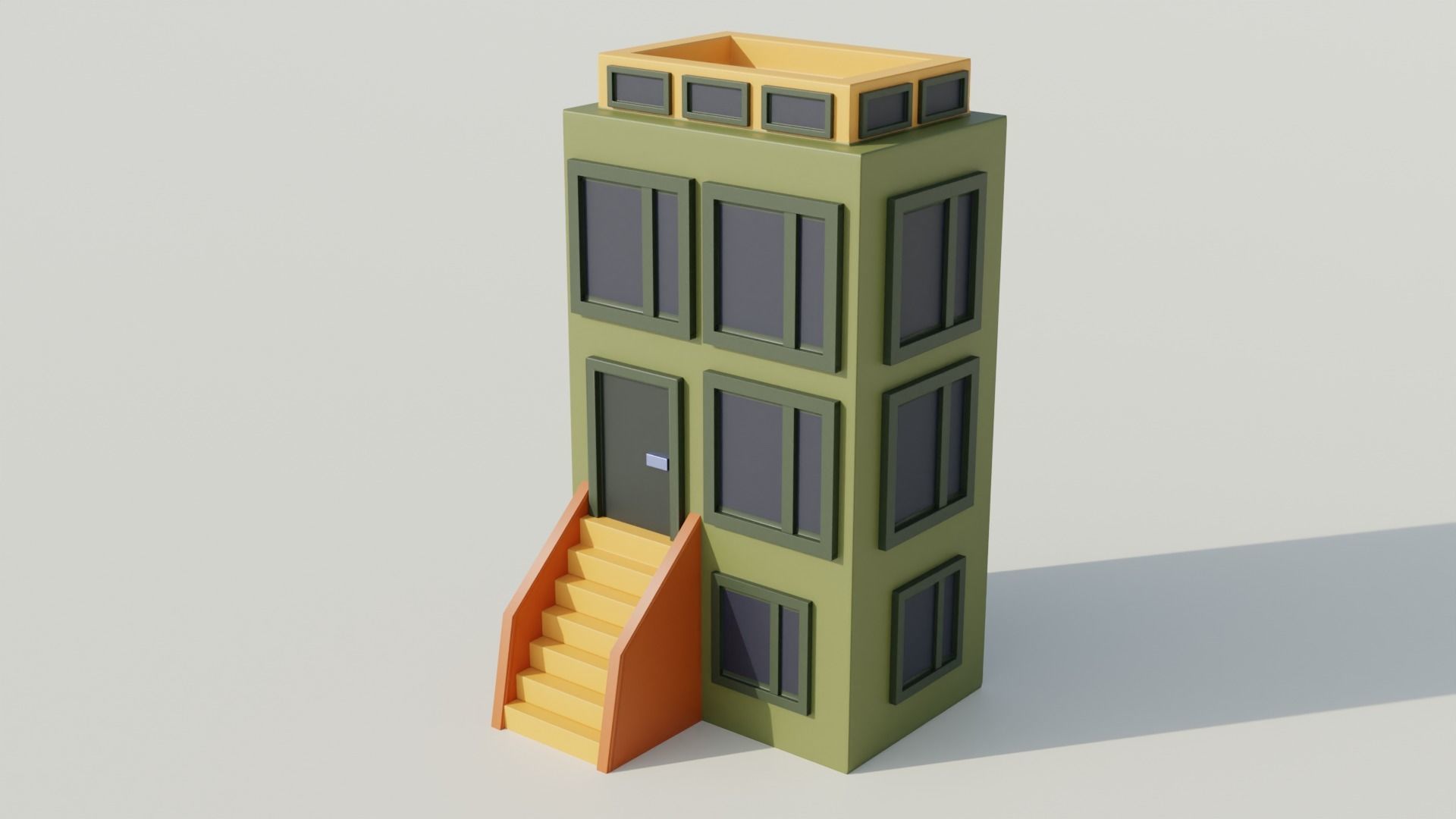 3D model Set of 12 low poly modern house in cartoon style low poly pack ...