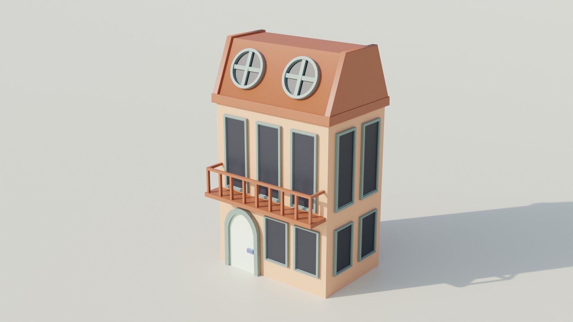 3D model Set of 12 low poly modern house in cartoon style low poly pack ...