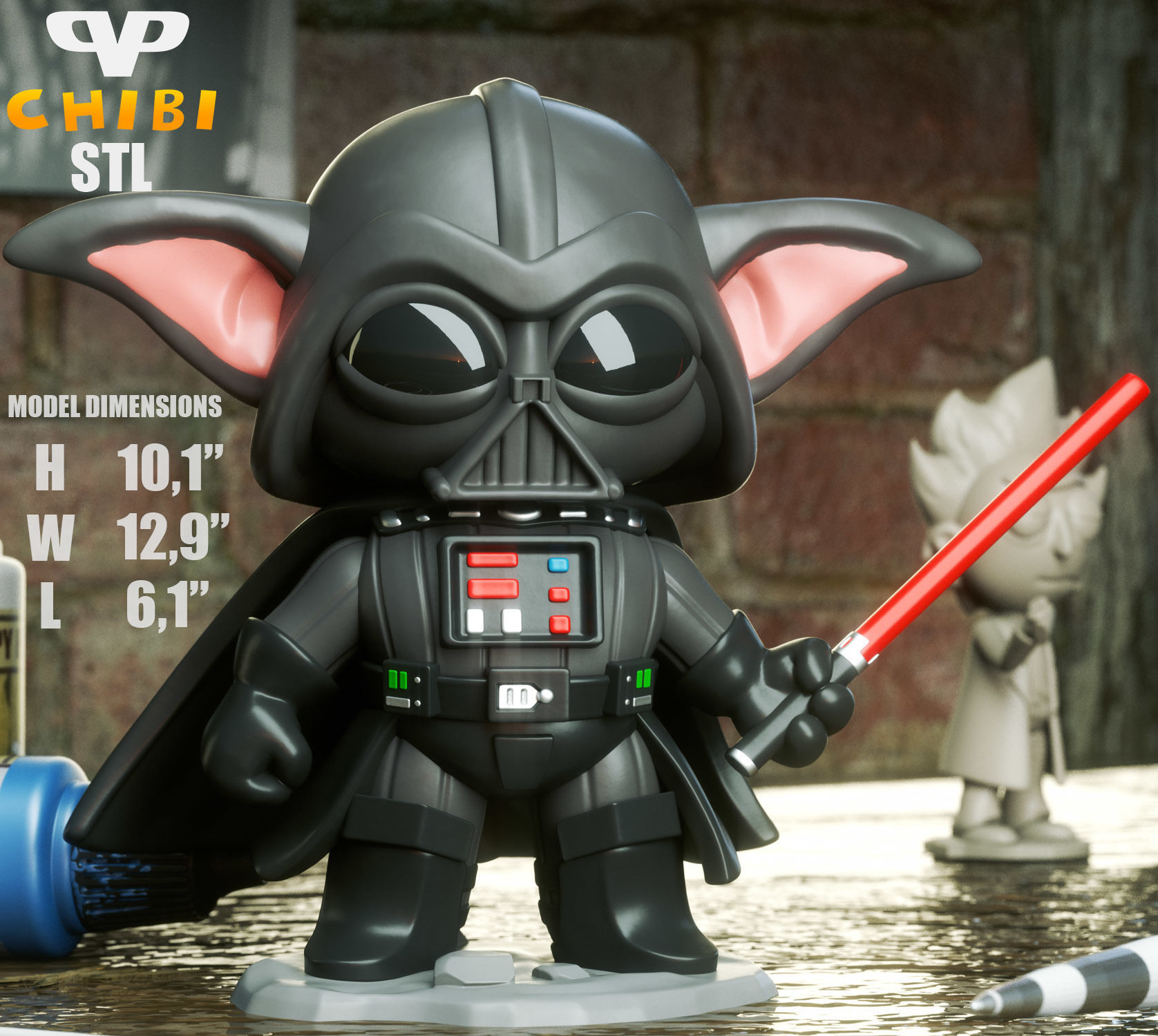 Baby Yoda as Darth Vader Chibi STL for 3D Printing ChibiSTL 3DXM 3D ...