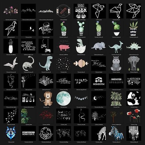 Texture 64 Decorative Cutouts Wall Decals 4K PNG VR / AR / low-poly ...