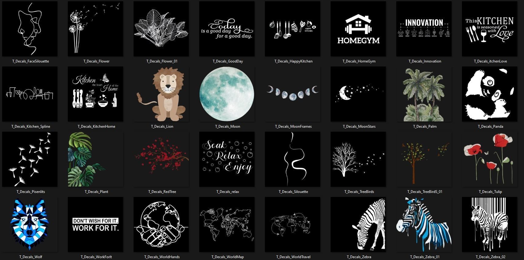 Texture 64 Decorative Cutouts Wall Decals 4K PNG VR / AR / low-poly ...