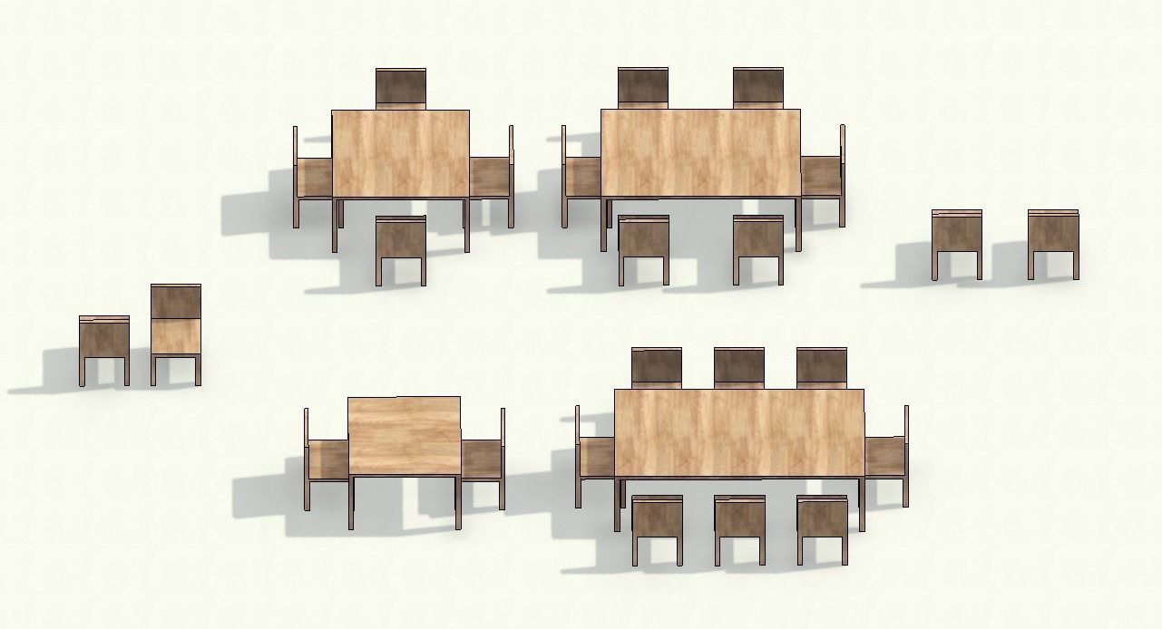 revit wooden tables 3D model rigged | CGTrader