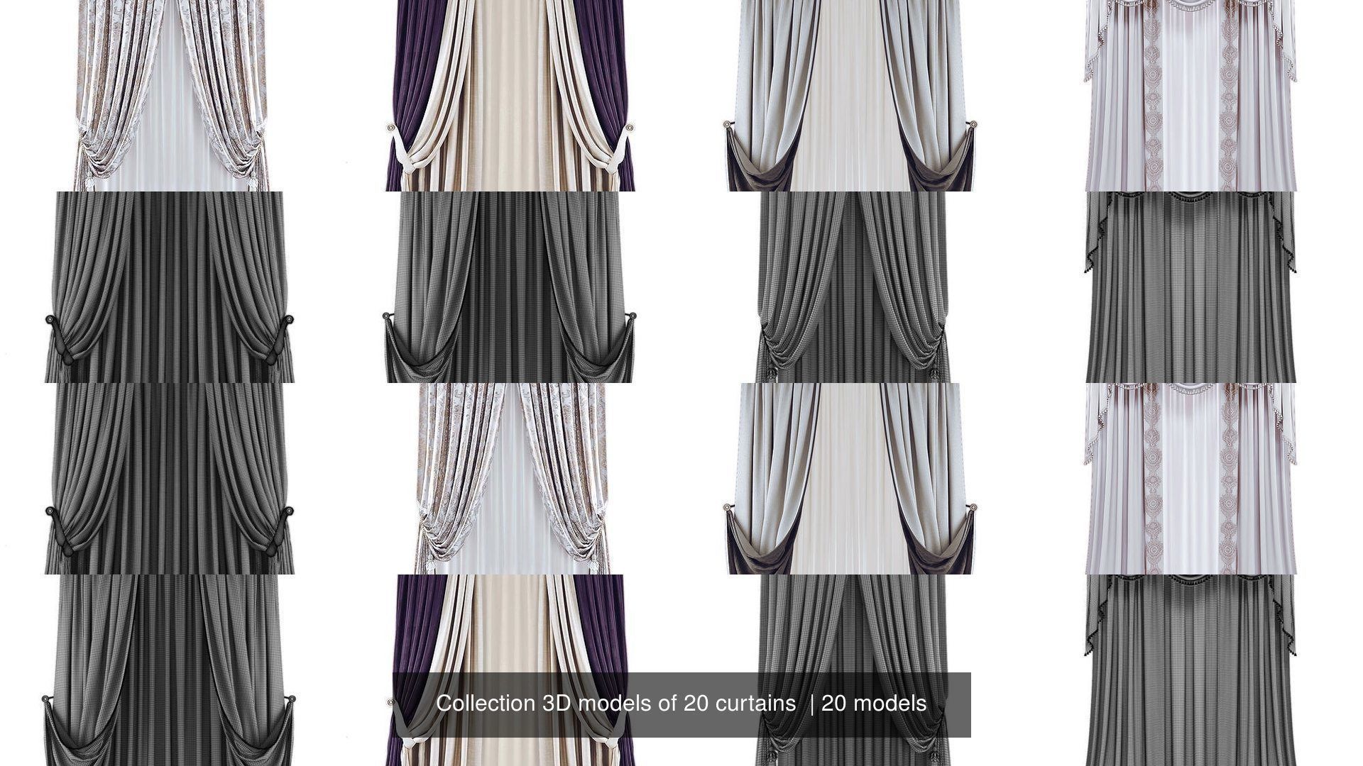 Collection 3D models of 20 curtains VR / AR / low-poly | CGTrader