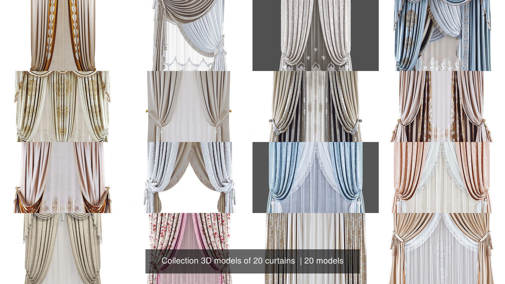 Collection 3D models of 20 curtains | CGTrader