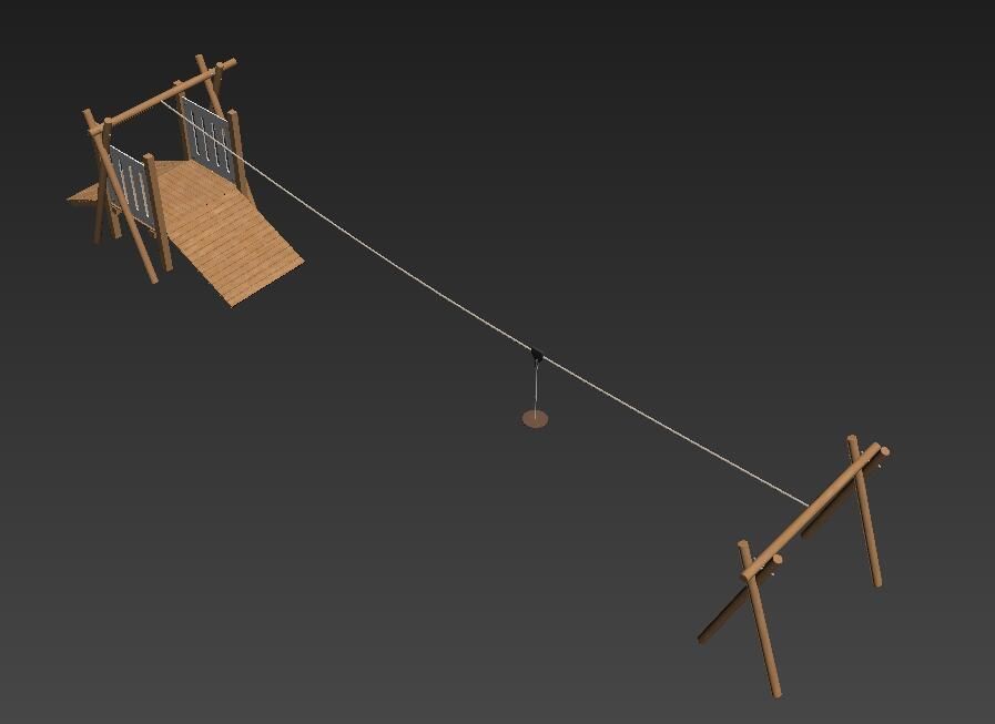 Children outdoor playground equipment wooden zip line 3D model | CGTrader