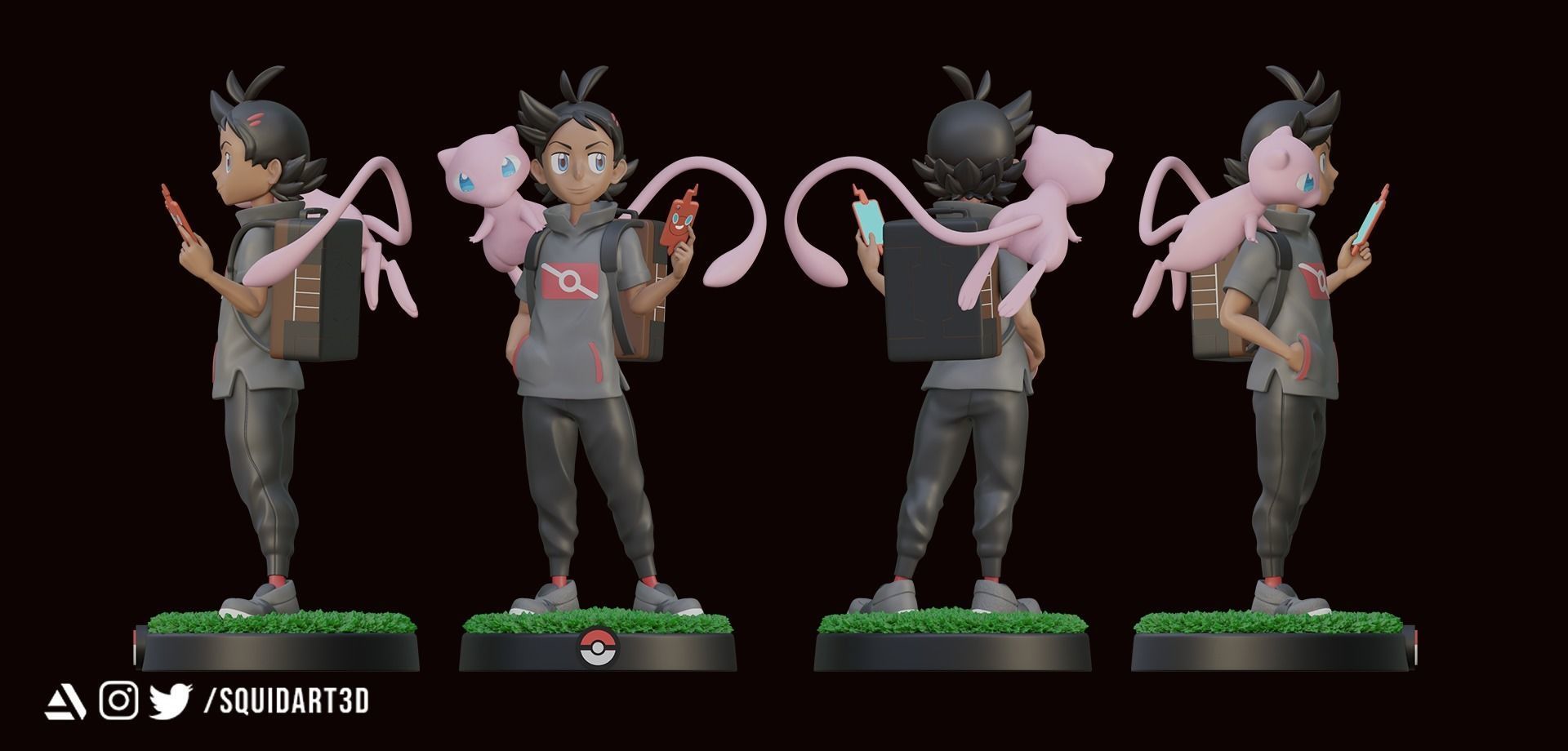Goh and Mew - Pokemon Journeys Figure 3D model 3D printable | CGTrader