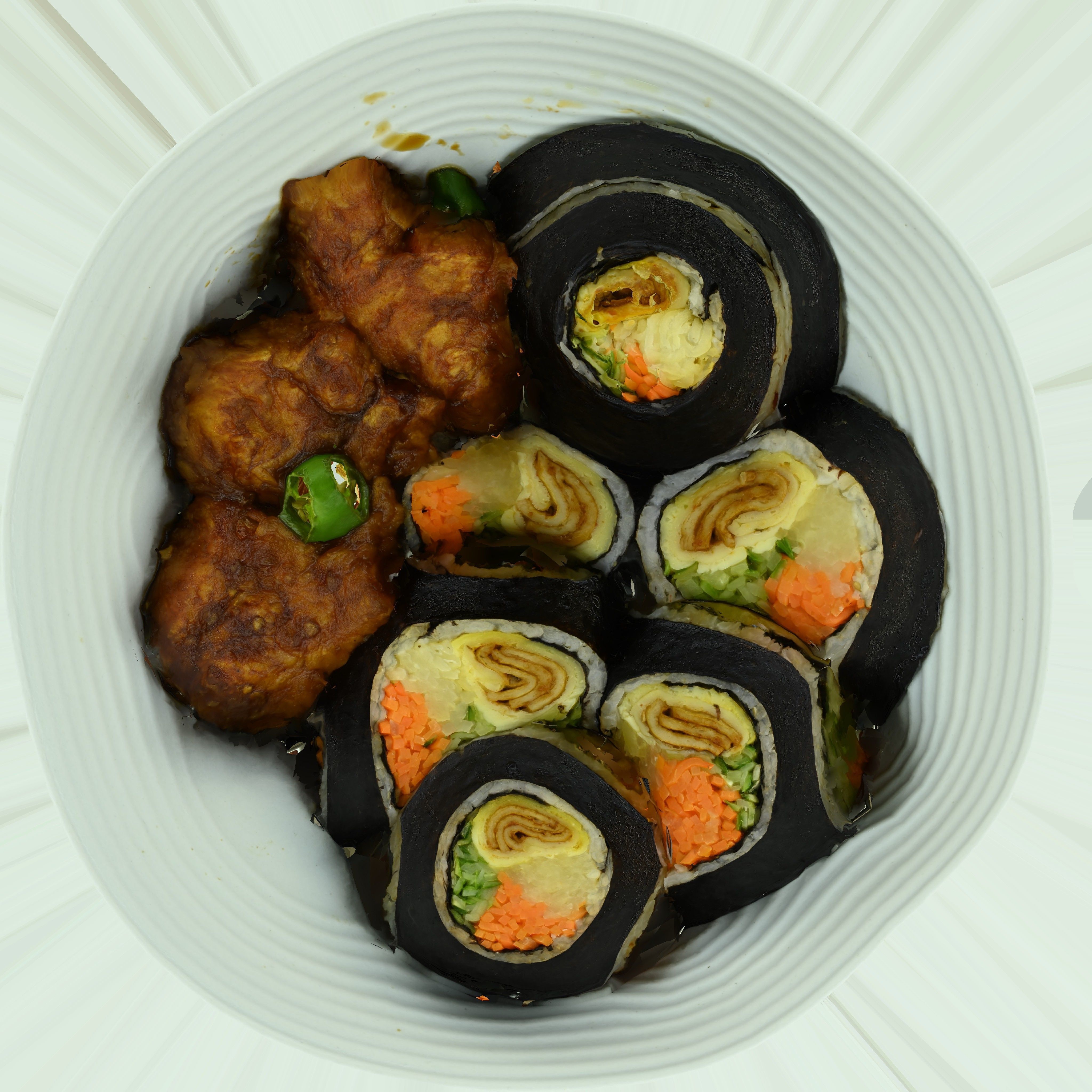 3D model Game Ready Korean Dish Rice Roll Gimbab and Chicken VR / AR ...