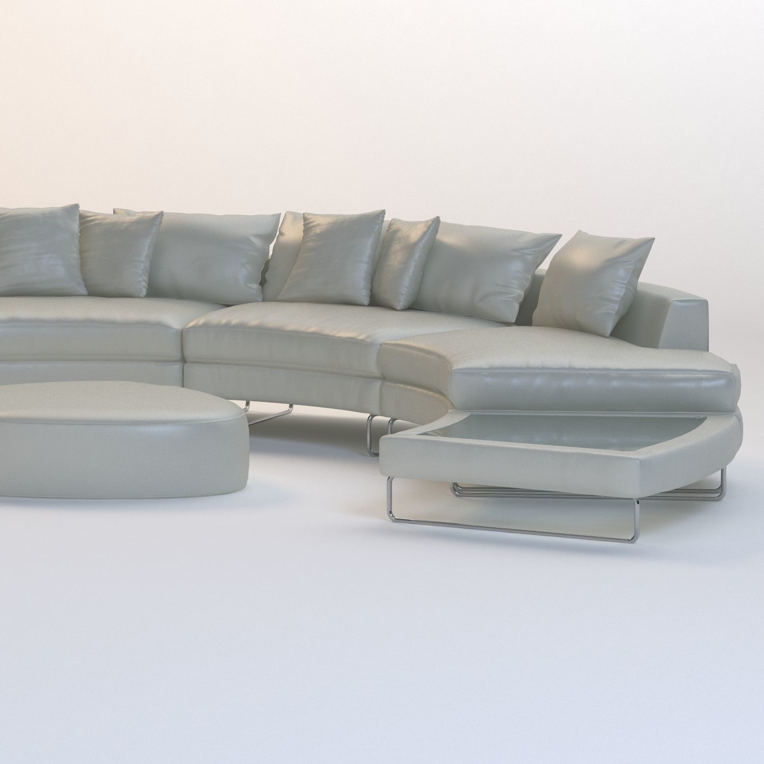 Half Moon Curved Sectional Sofa Leather 3D model | CGTrader