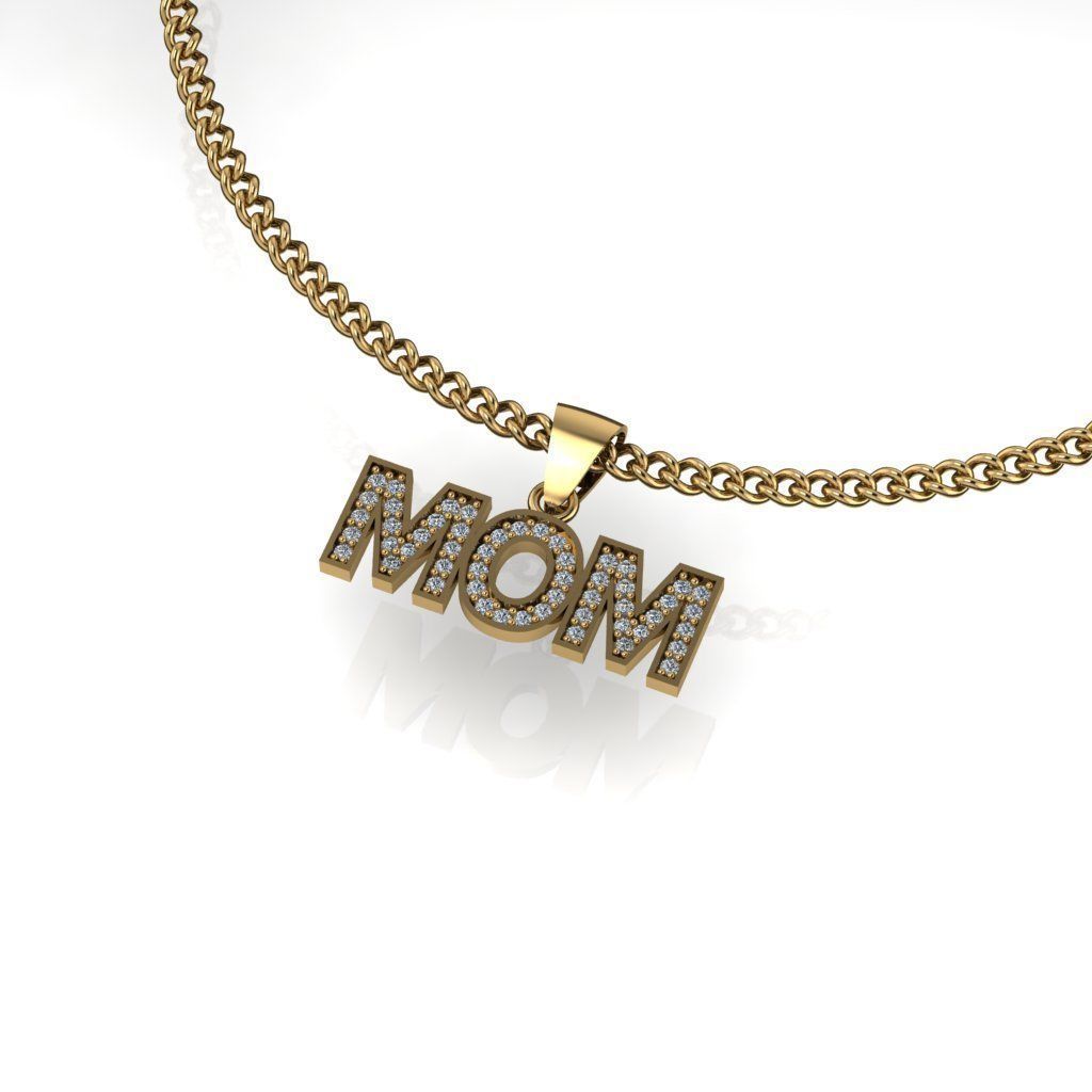 MOM symbol pendant Necklace 3D print model 3D model 3D printable | CGTrader