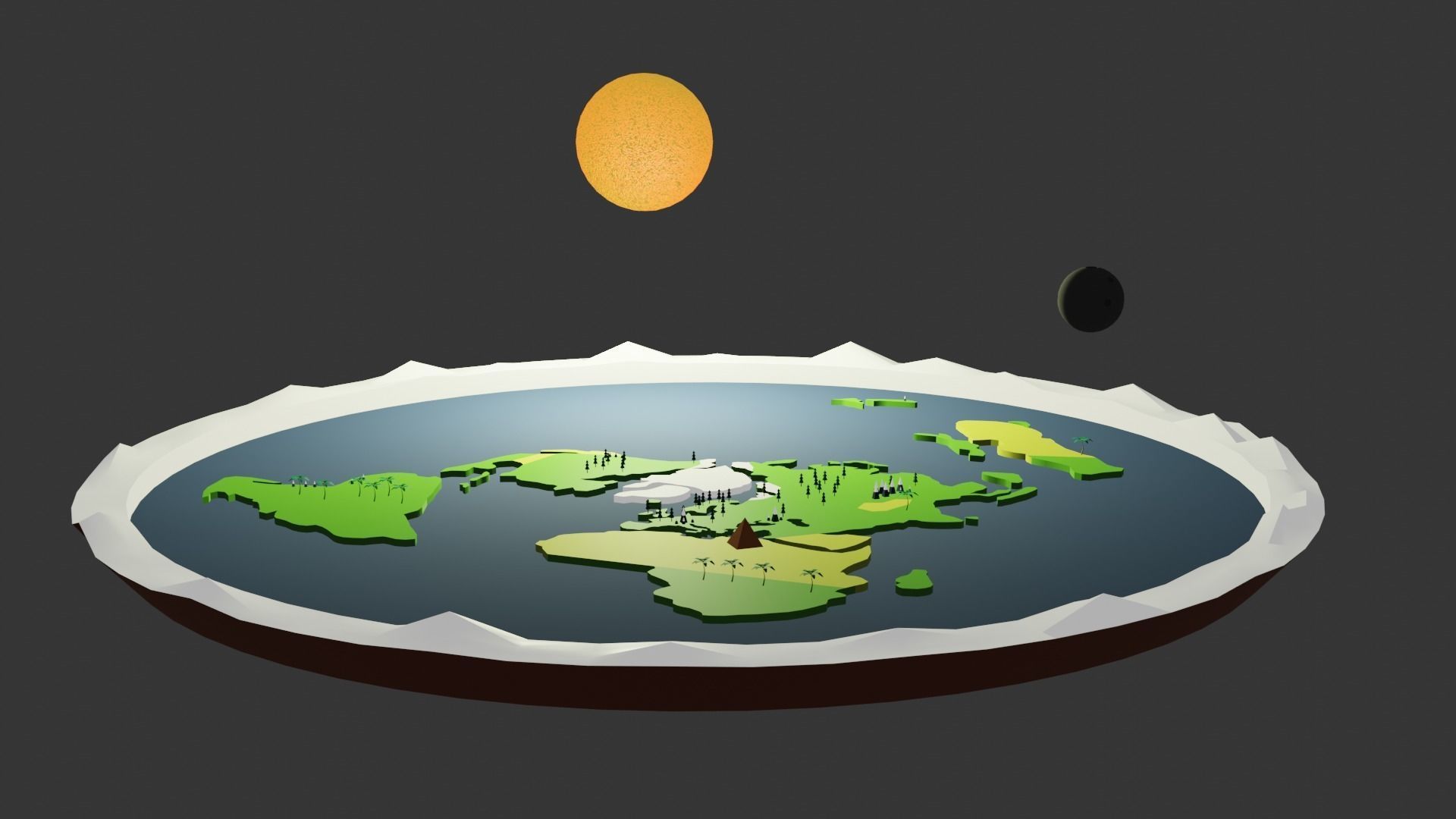 3D model Flat earth low-poly 3D VR / AR / low-poly | CGTrader