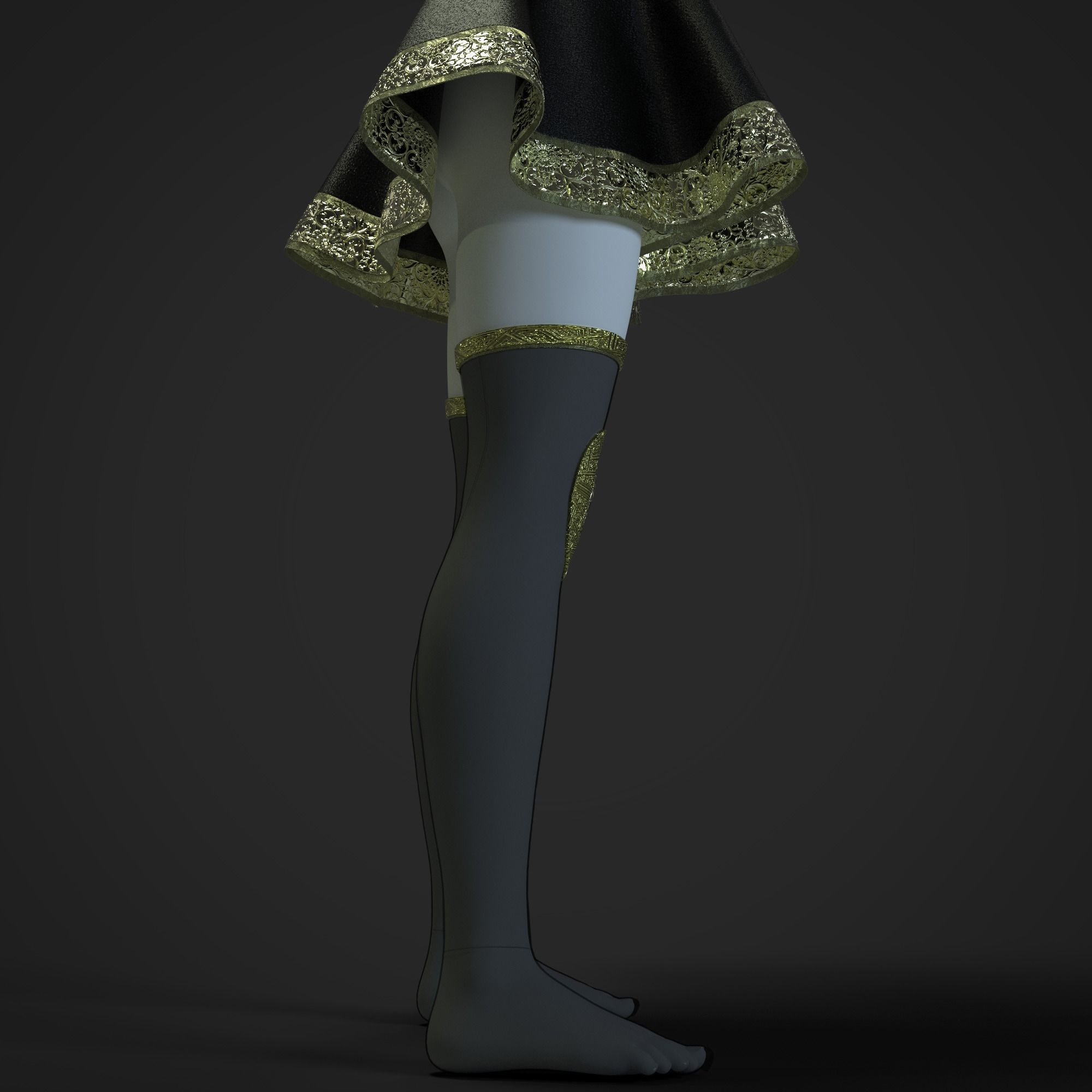 3D Dress - Metal Ornamented Dress Fitted to Gen8 3D model | CGTrader