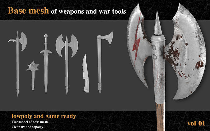 3D model weapon of war VR / AR / low-poly | CGTrader