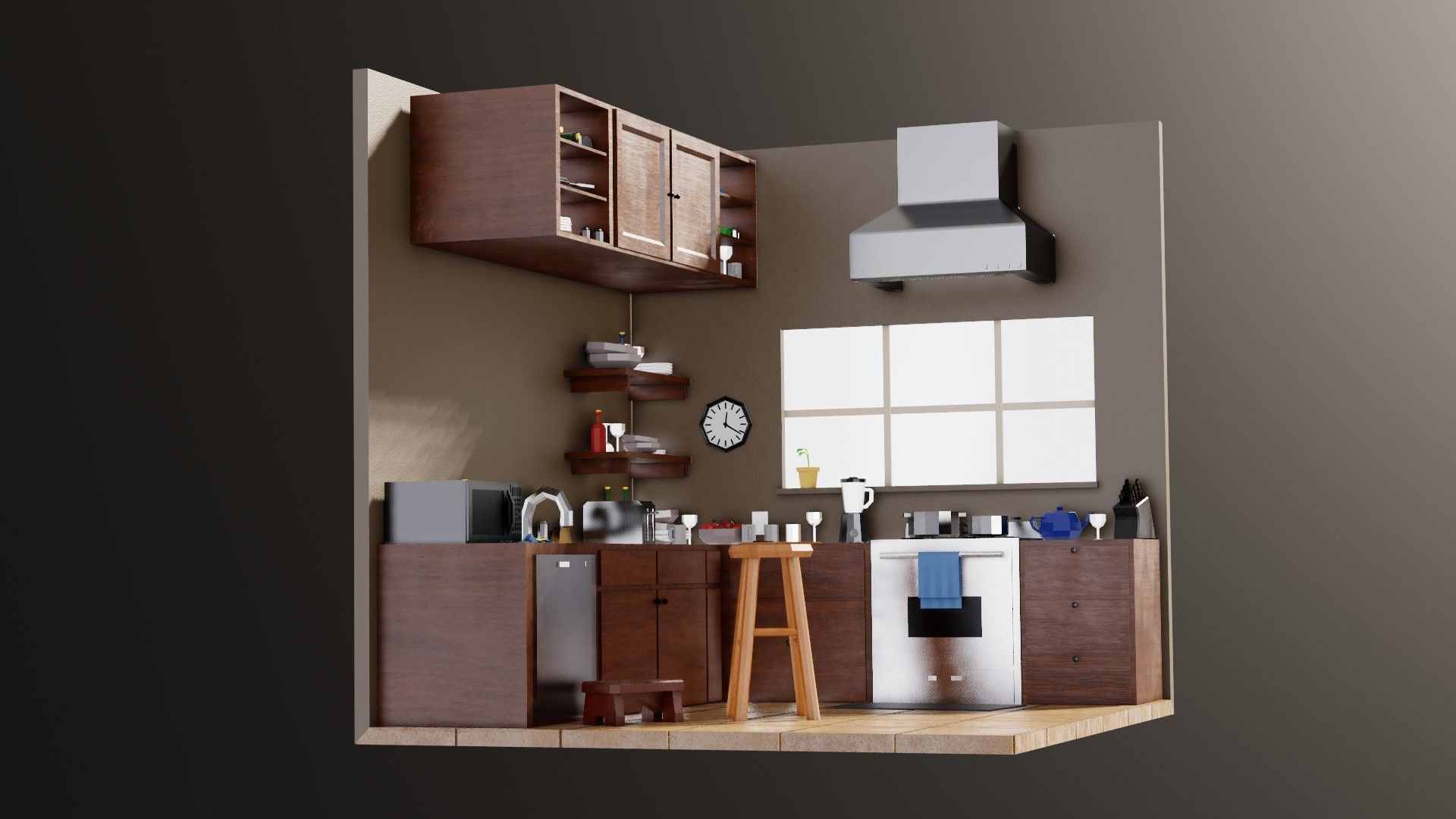 Low Poly Isometric Kitchen - Blender 3D model | CGTrader