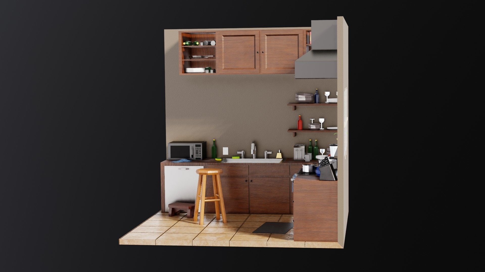 Low Poly Isometric Kitchen - Blender 3D model | CGTrader