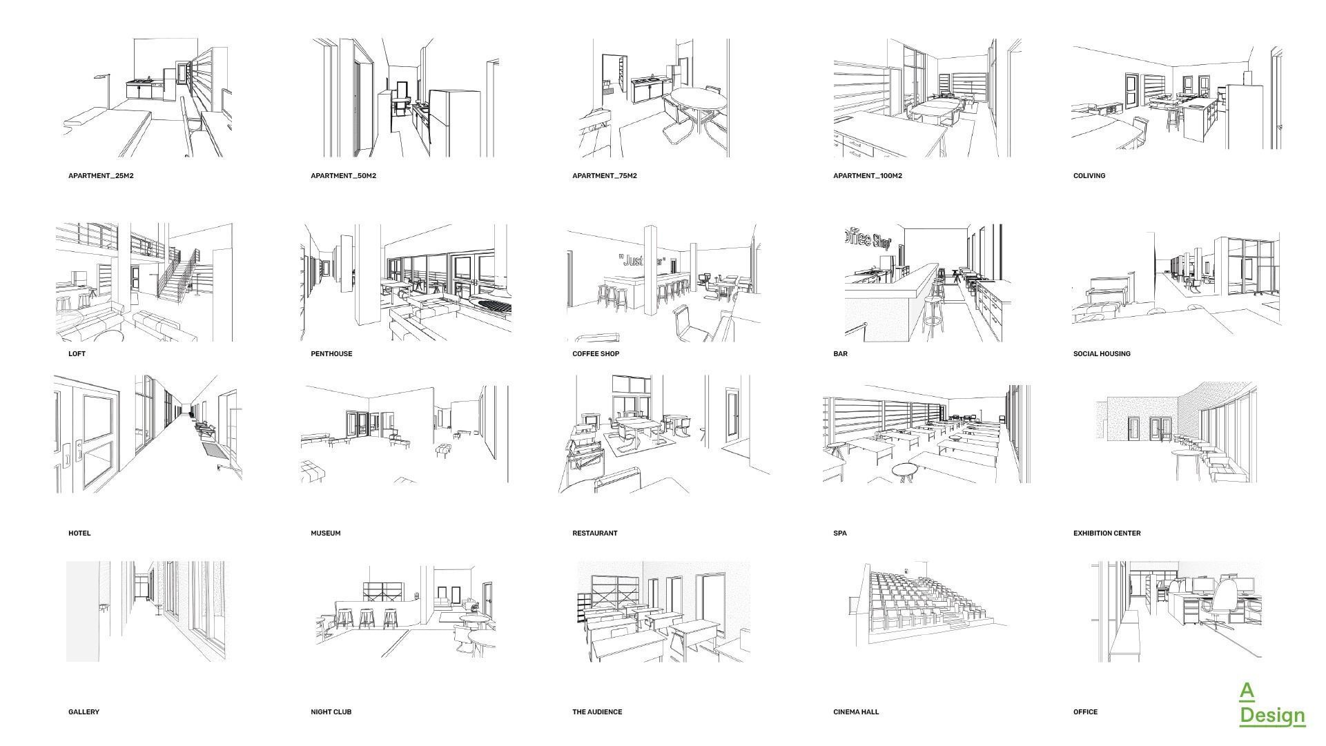 20 Interior spaces - Revit 3D model | CGTrader