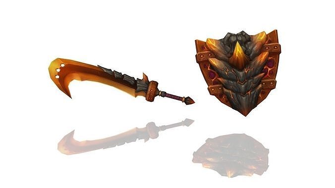 3D model Volcano King Sword and Shield VR / AR / low-poly | CGTrader