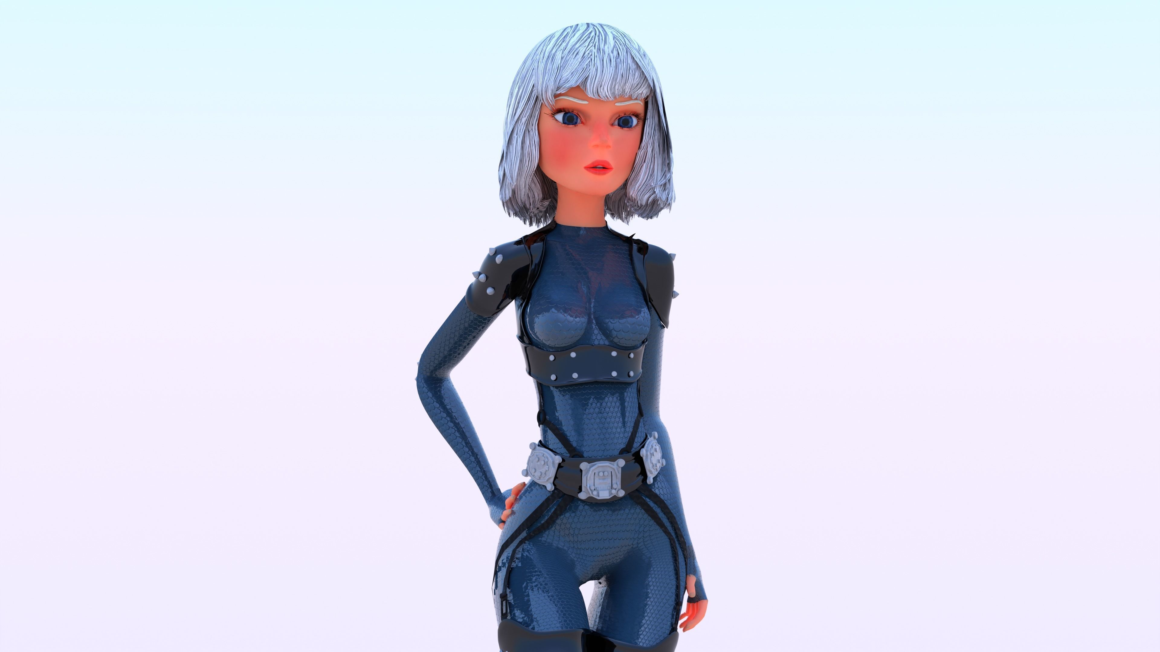 Stylized cyberpunk girl complete rigged and with PBR materials 3D model ...