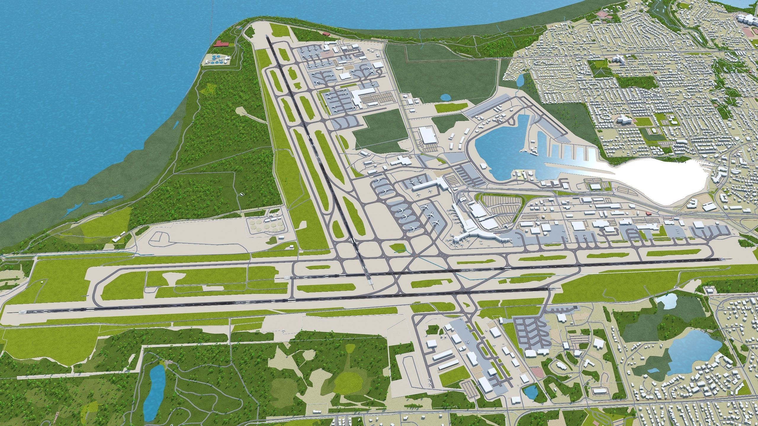 3D model Ted Stevens Anchorage Airport 20km VR / AR / low-poly | CGTrader