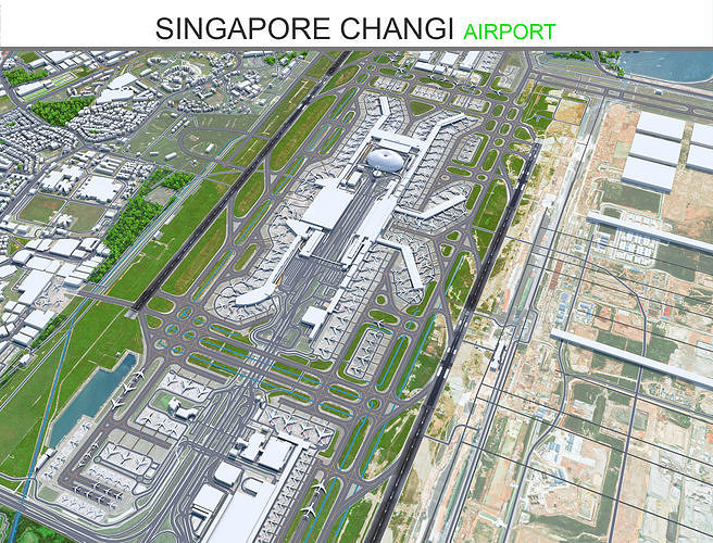 3D model Singapore Changi Airport 10km VR / AR / low-poly | CGTrader
