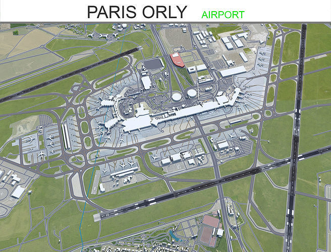 3D model Paris Orly Airport 15km VR / AR / low-poly | CGTrader