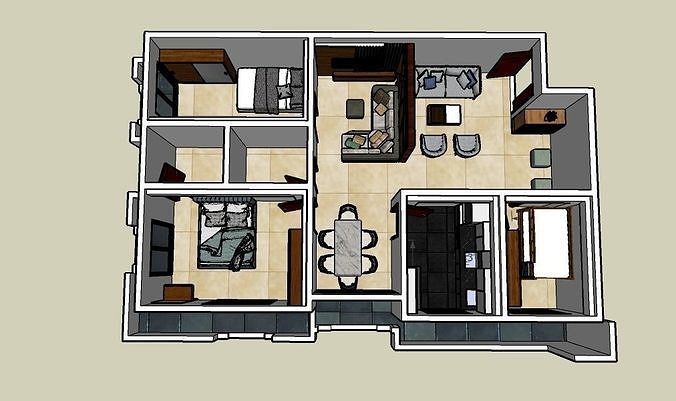apartment floor plan 3D model | CGTrader