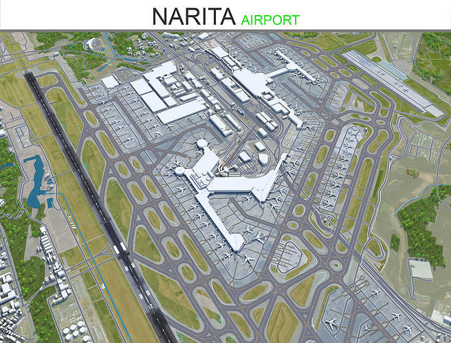 3D model Narita Airport 15km VR / AR / low-poly | CGTrader
