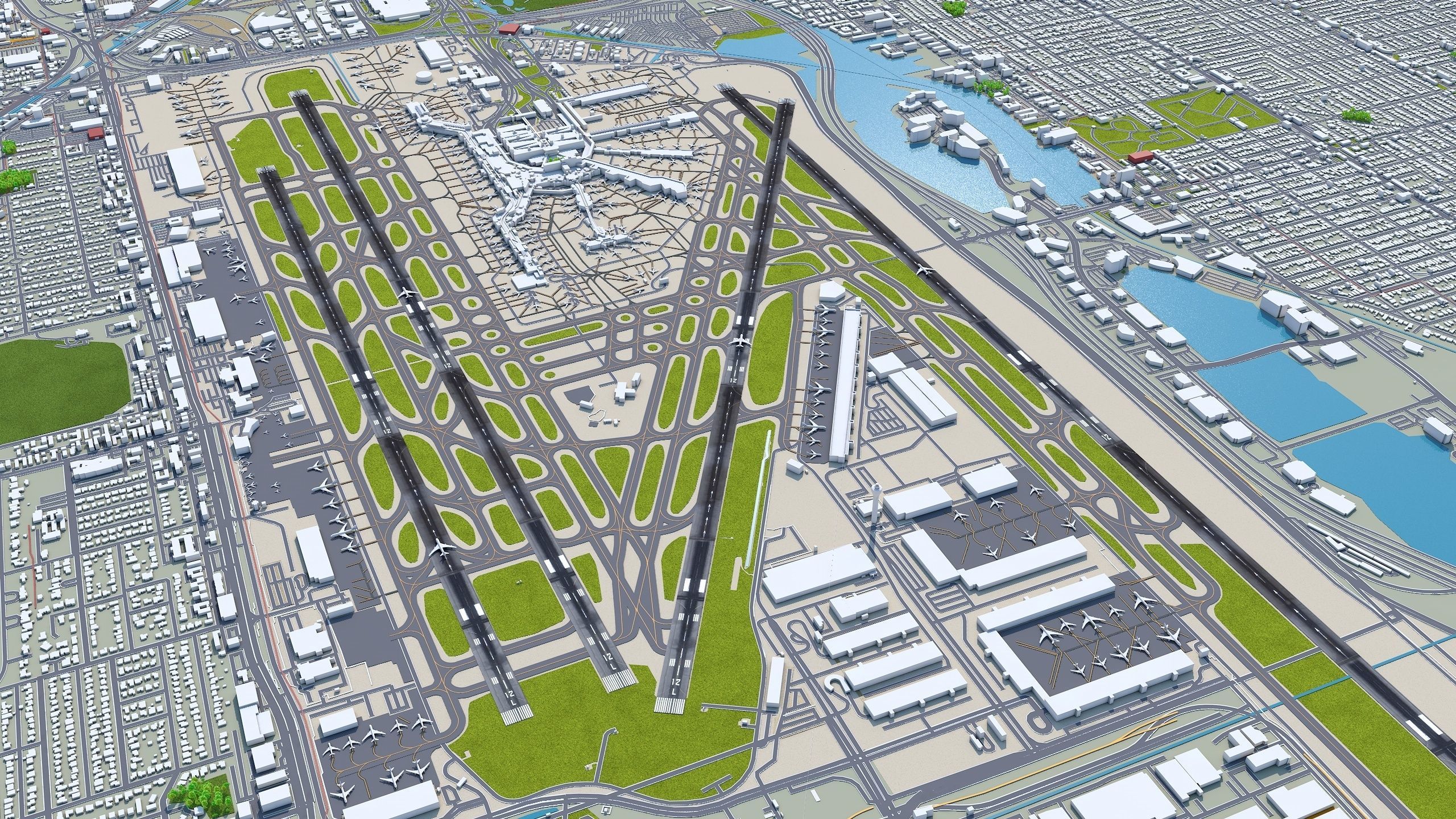 3D model Miami Airport 10km VR / AR / low-poly | CGTrader