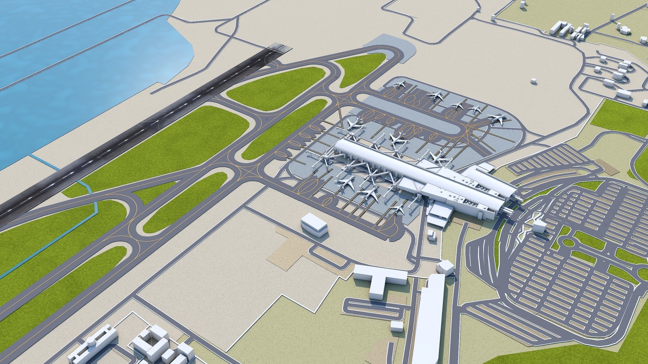 3D model Larnaca International Airport 10km VR / AR / low-poly | CGTrader