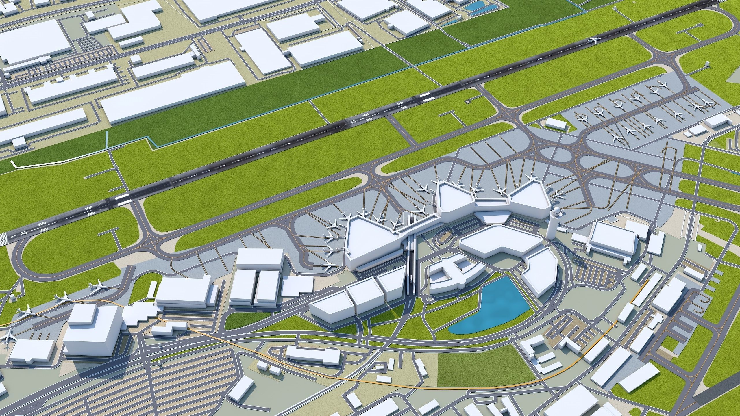 3D model Hannover Airport 10km VR / AR / low-poly | CGTrader