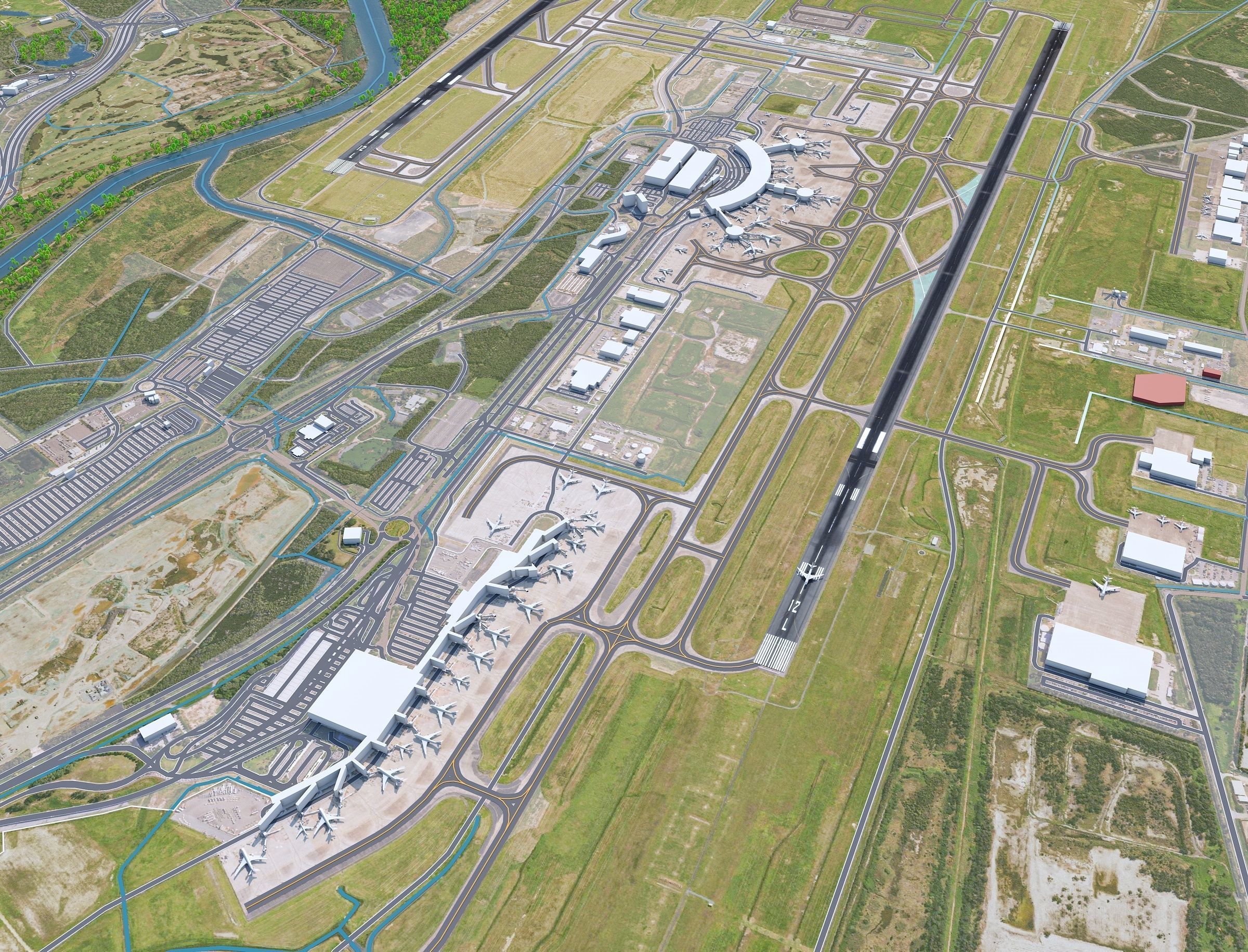 3D model Brisbane Airport 10km VR / AR / low-poly | CGTrader