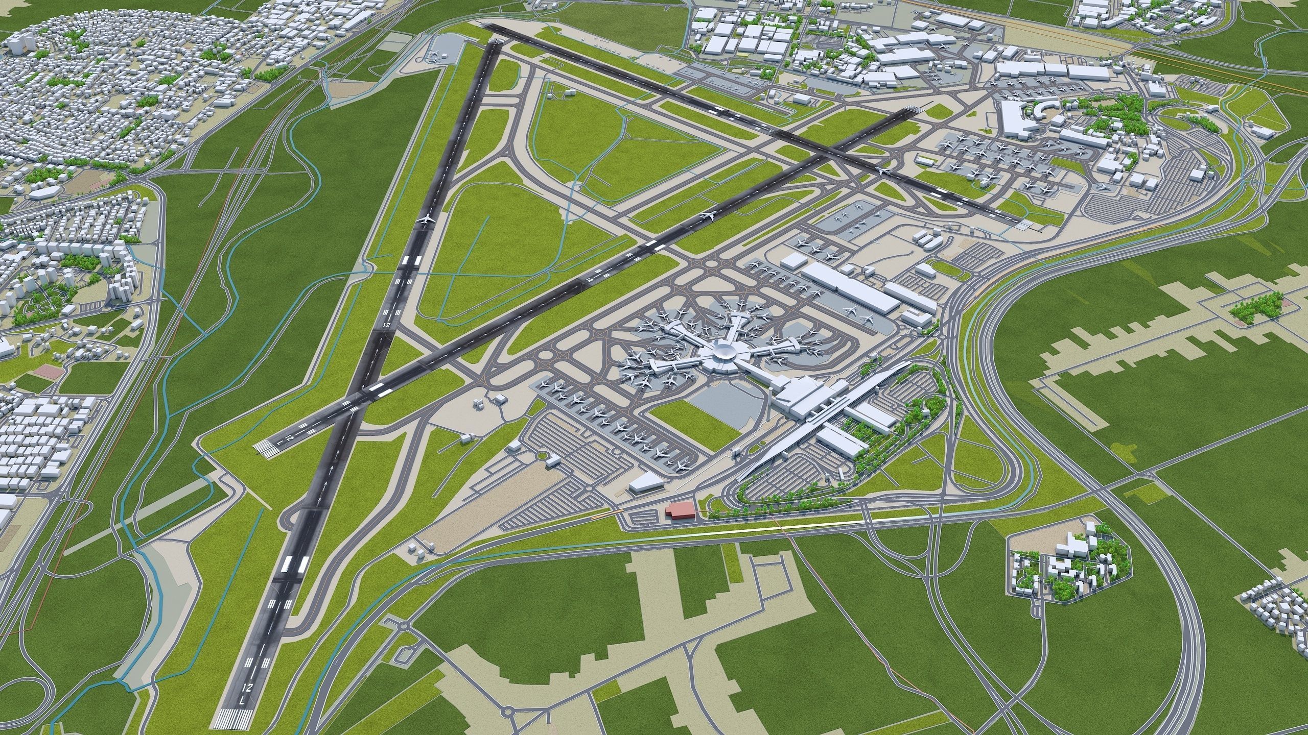 3D model Ben Gurion Airport 10km VR / AR / low-poly | CGTrader