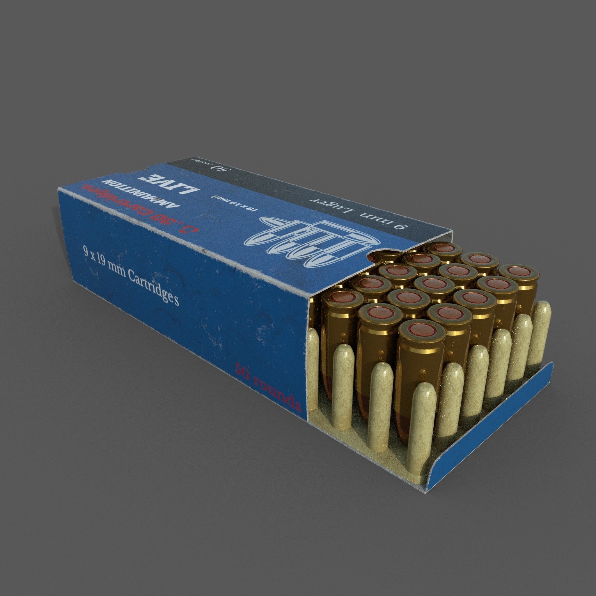 Ammo boxes and cartridges 9x19 mm 3D model | CGTrader