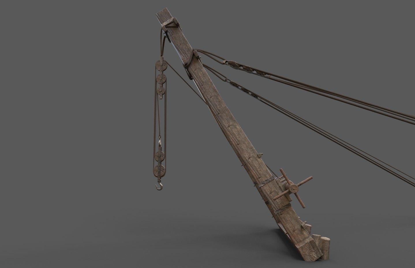 3D model Ancient roman construction crane Pentaspastos - PBR VR / AR ...