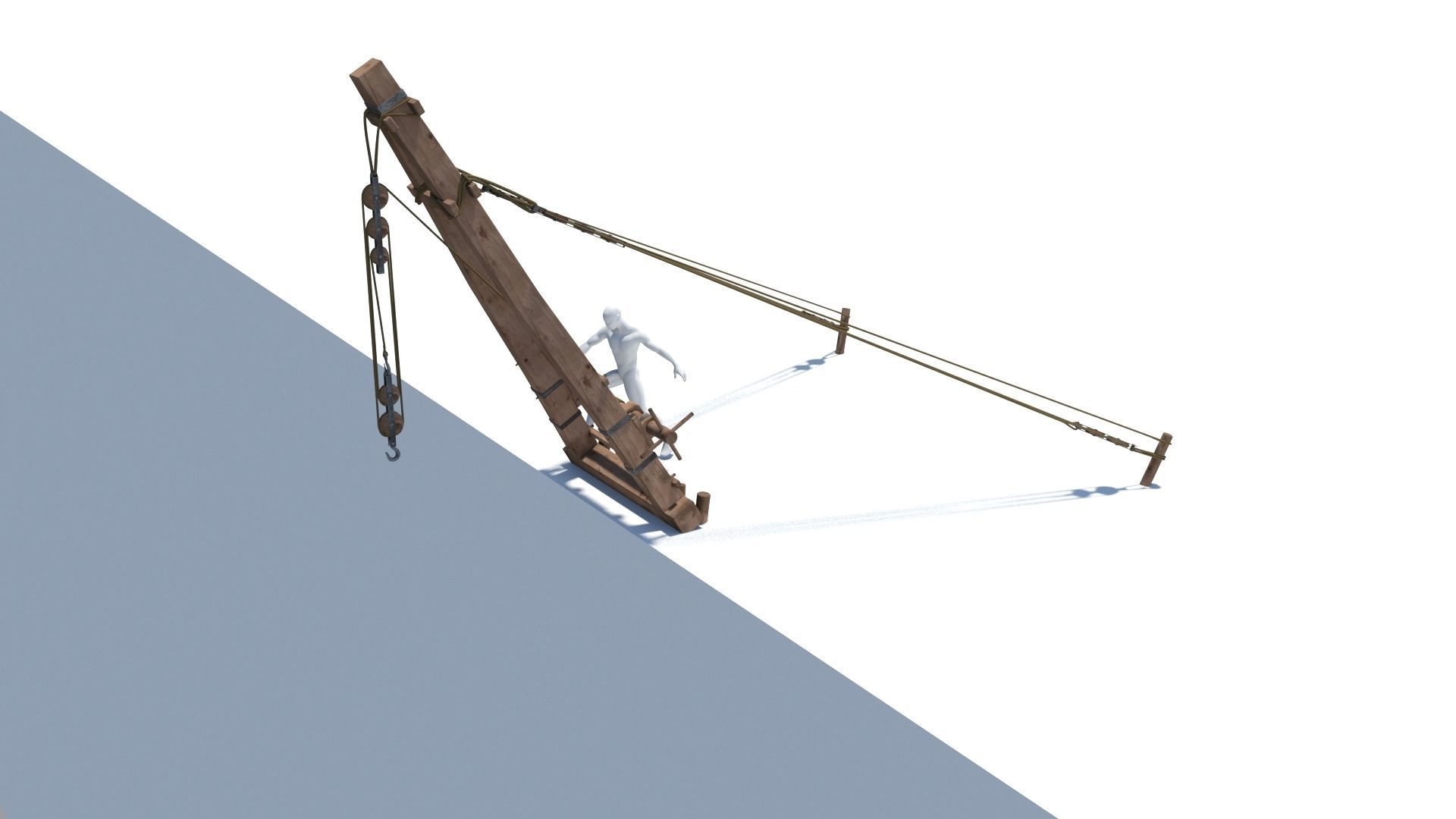 3D model Ancient roman construction crane Pentaspastos - PBR VR / AR ...