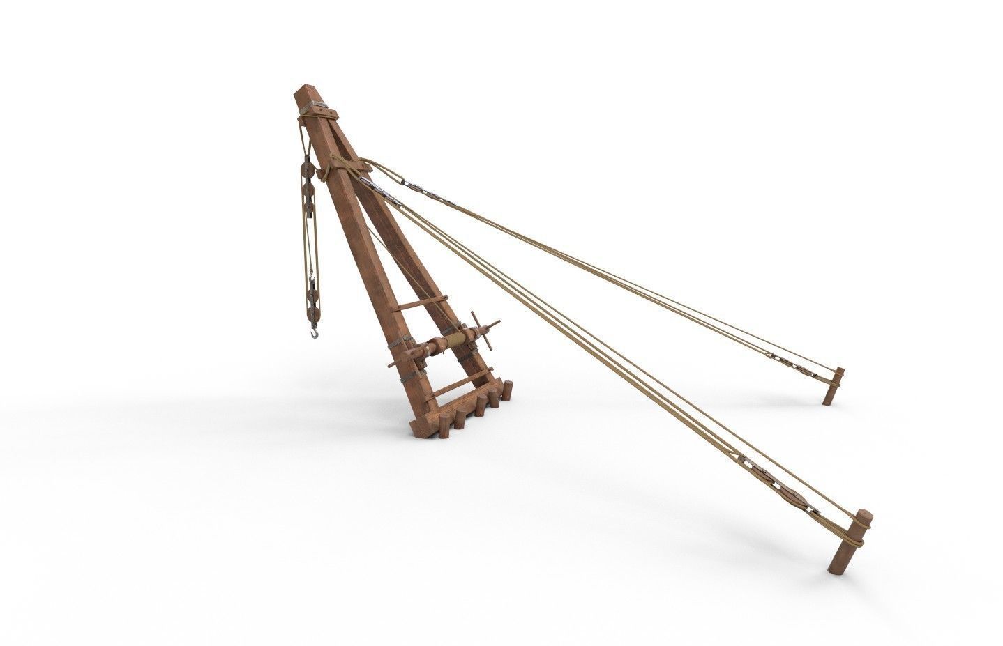 3D model Ancient roman construction crane Pentaspastos - PBR VR / AR ...