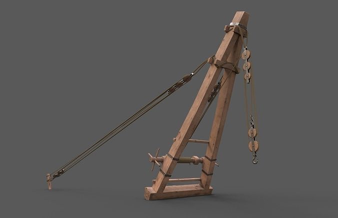 3D model Ancient roman construction crane Pentaspastos - PBR VR / AR ...