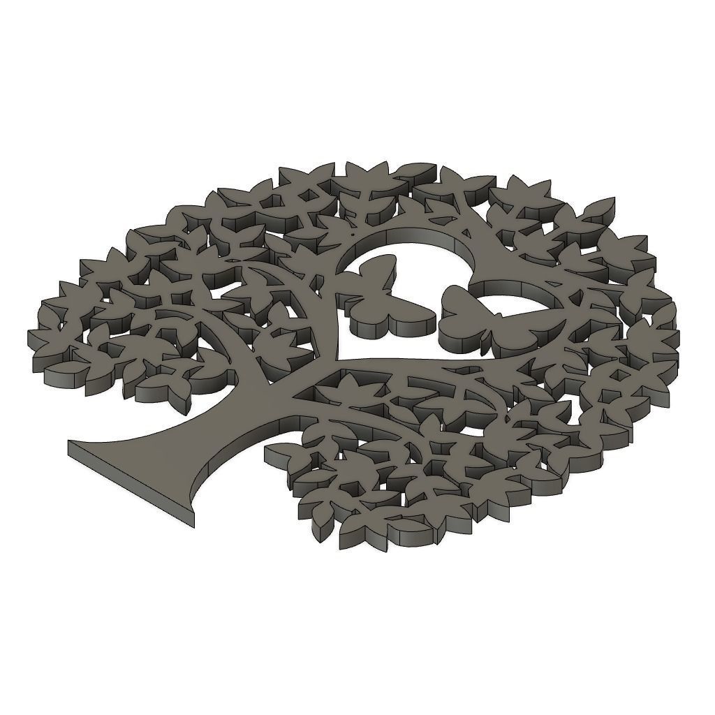 Heart Tree and Butterfly 2D Wall Decor 3D model 3D printable | CGTrader