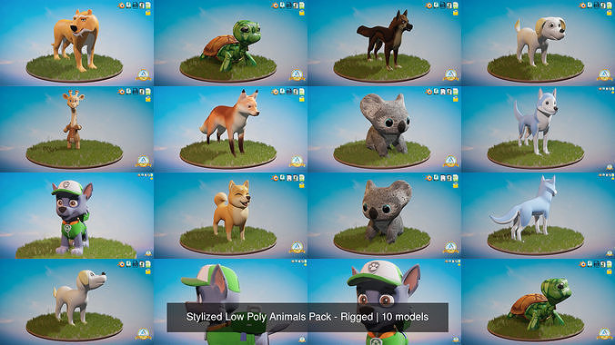 3D Model Collection Stylized Low Poly Animals Pack - Rigged VR / AR / low-poly | CGTrader