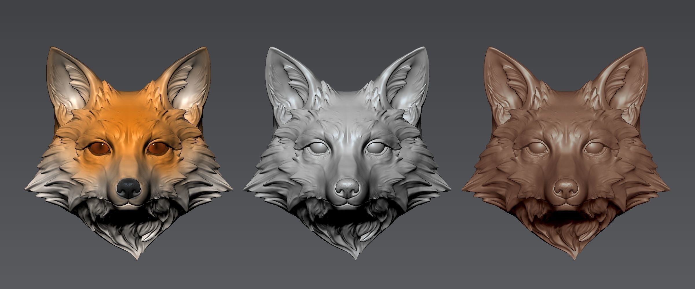 Fox heads 3D model 3D printable | CGTrader