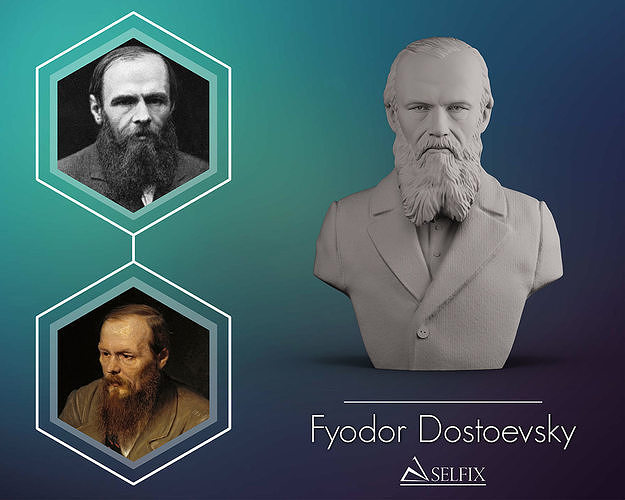 Fyodor Dostoevsky bust sculpture 3D model 3D printable | CGTrader