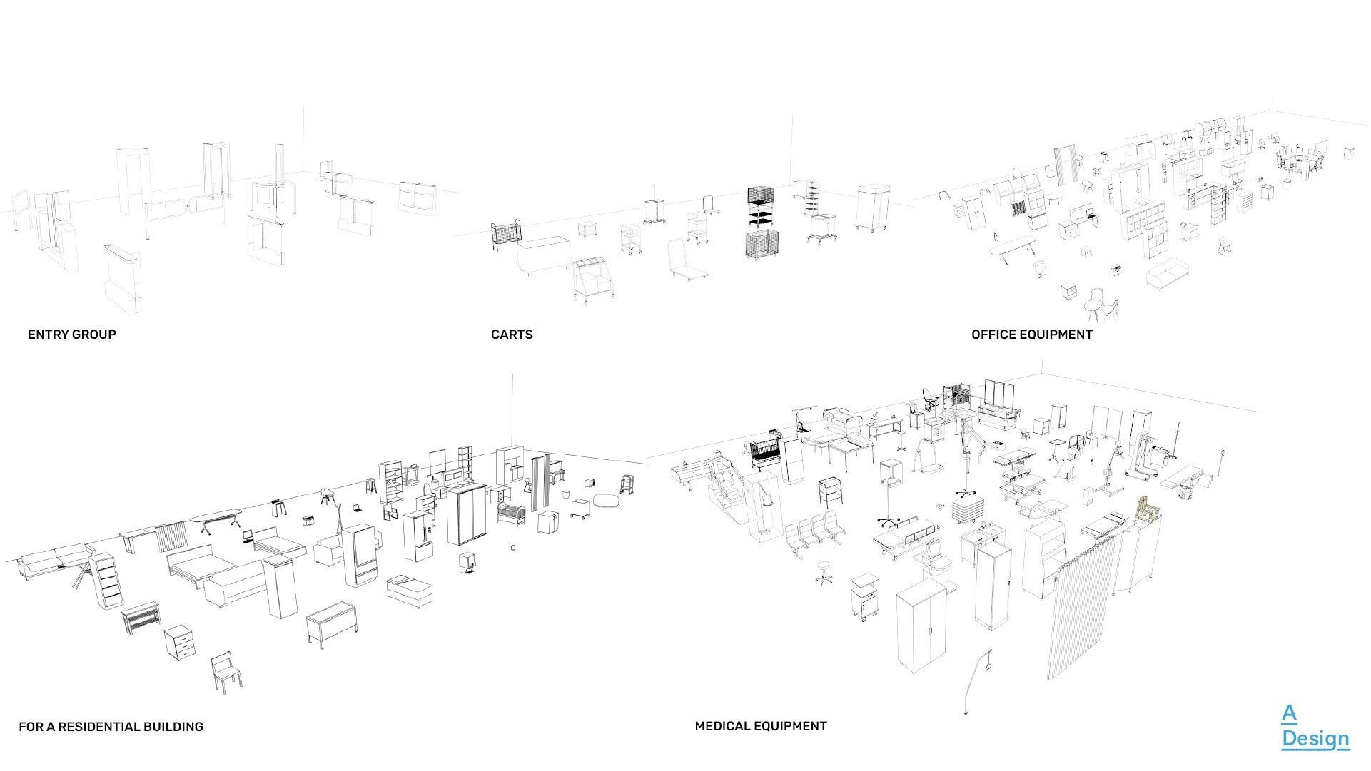23 Large family packs - Revit families - 1006 families in total 3D ...