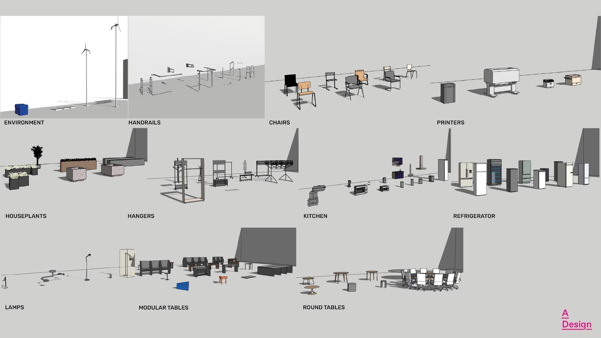 30 small packs families - Revit families - 269 families in total 3D ...