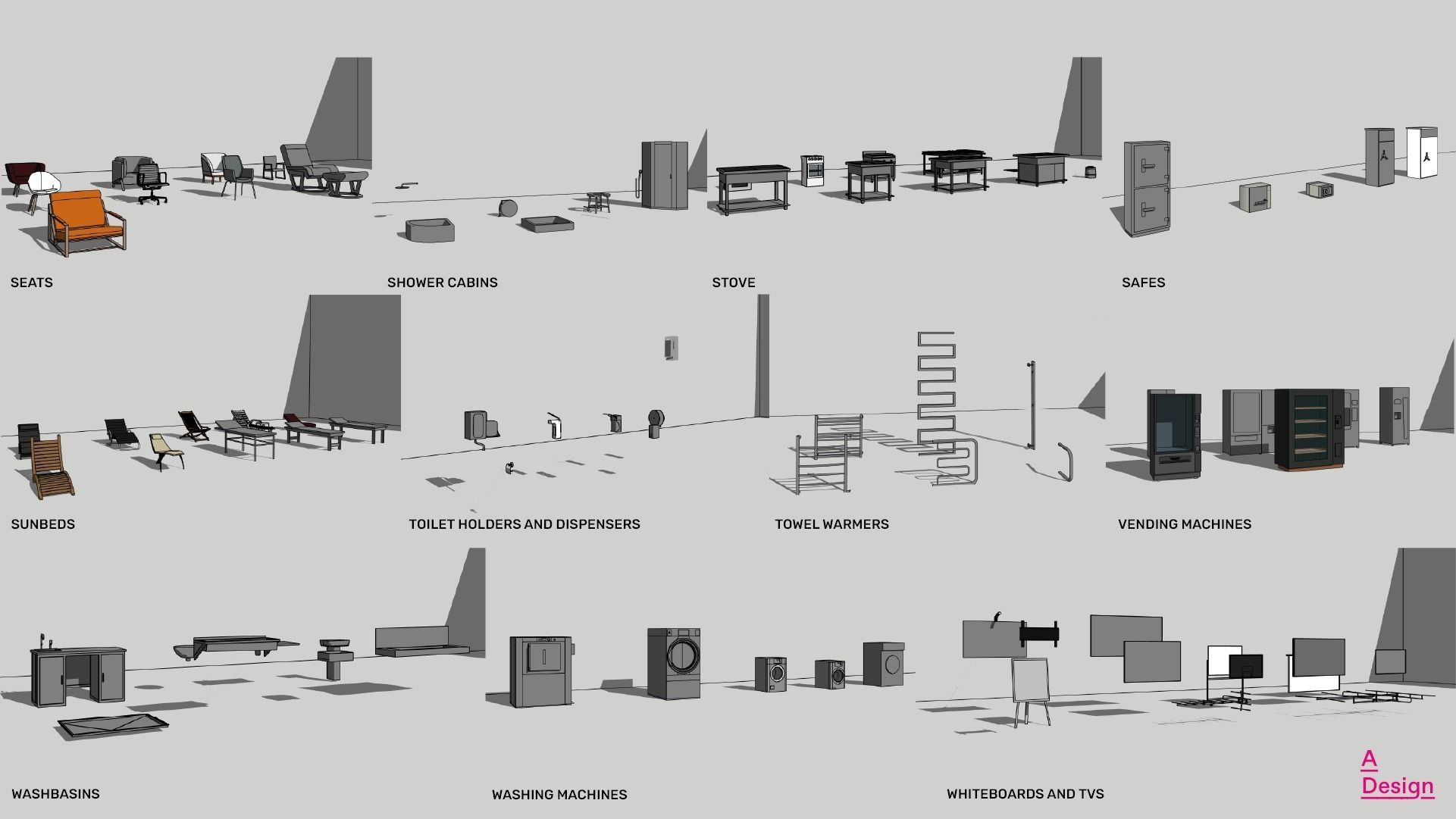 30 small packs families - Revit families - 269 families in total 3D ...