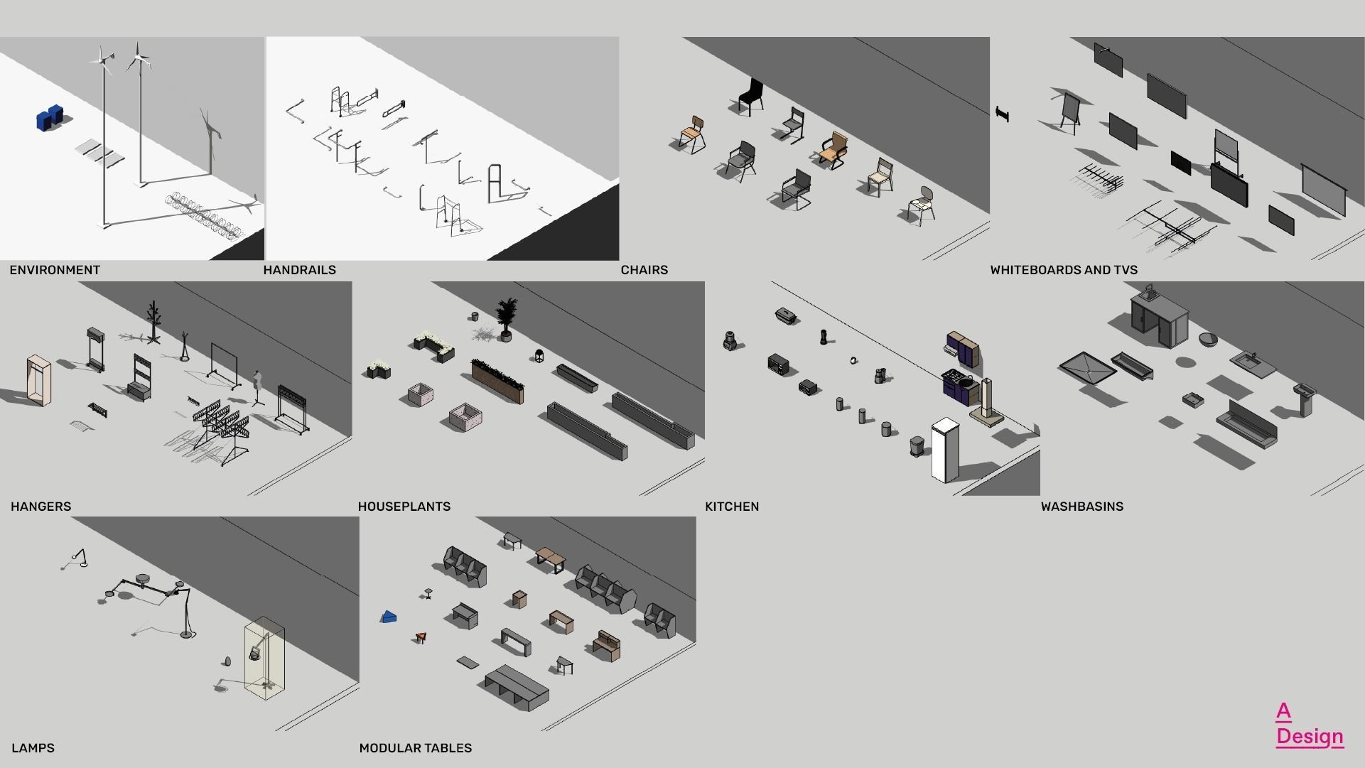 30 small packs families - Revit families - 269 families in total 3D ...