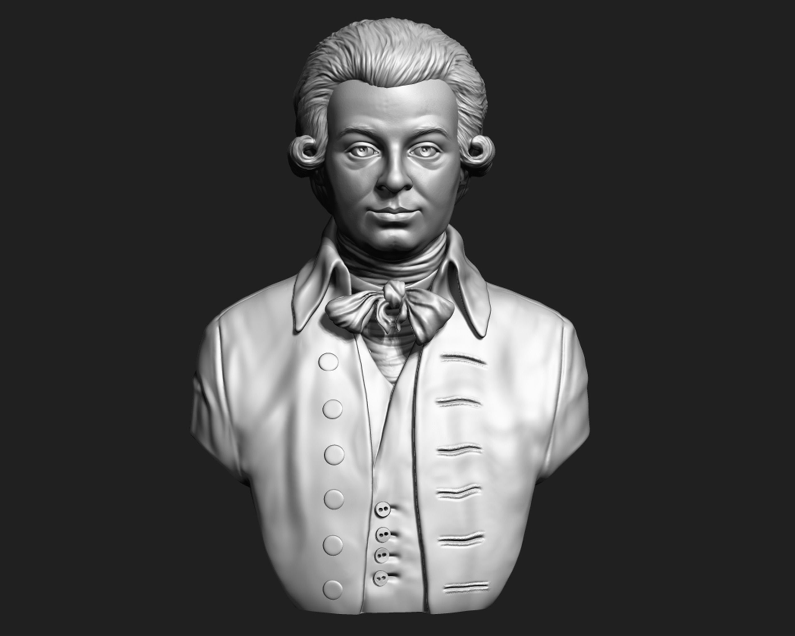 Wolfgang Amadeus Mozart portrait sculpture 3D model 3D printable | CGTrader