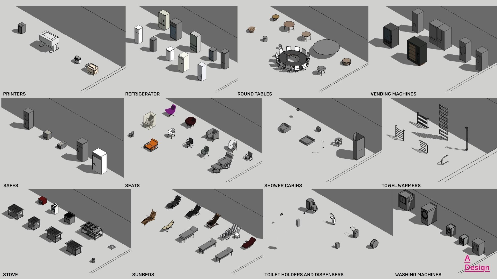 All families - 1275 pieces - Revit families 3D model | CGTrader