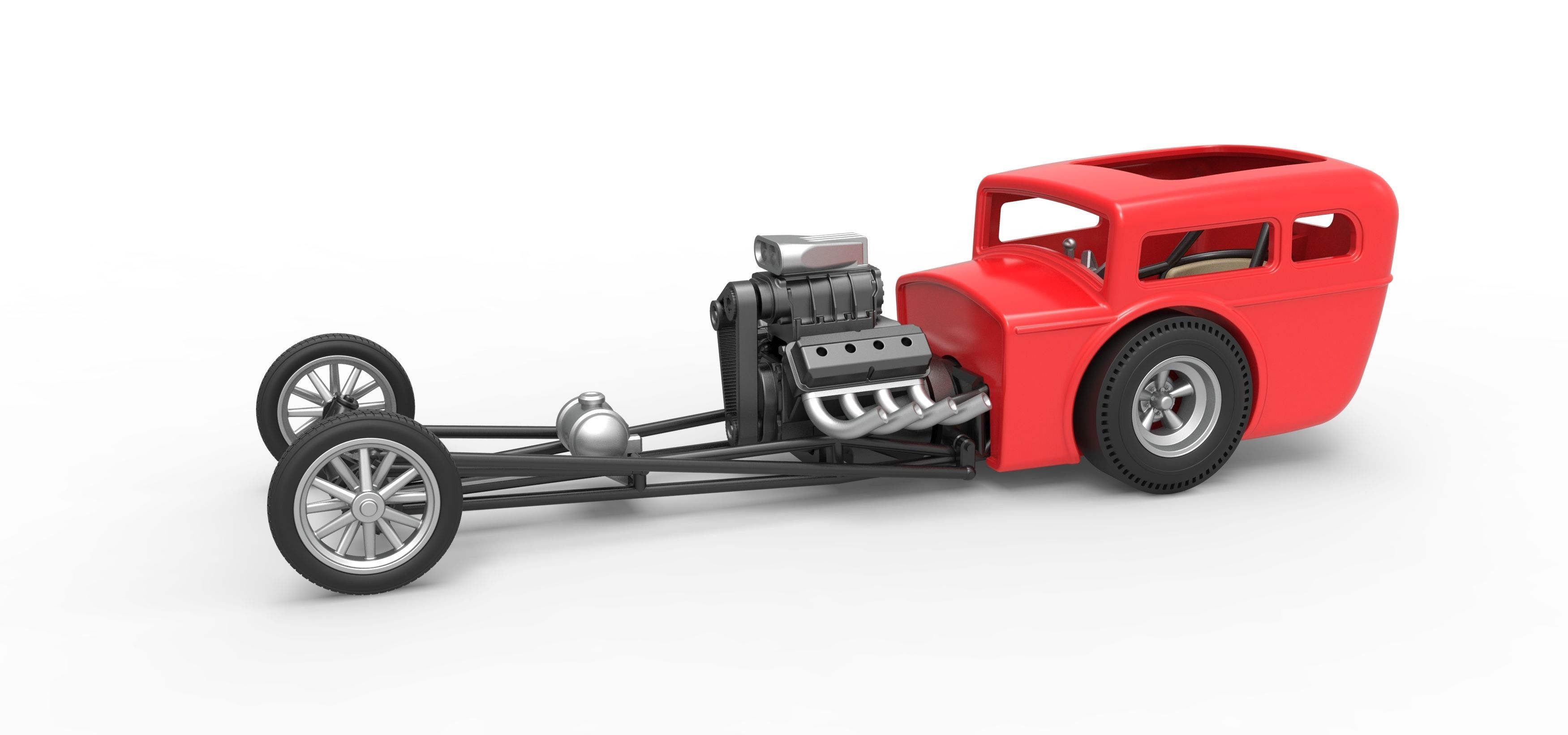 Front engine old school dragster with shell Scale 1 to 25 3D model 3D ...