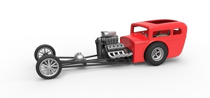 Front engine old school dragster with shell Scale 1 to 25 3D model 3D ...