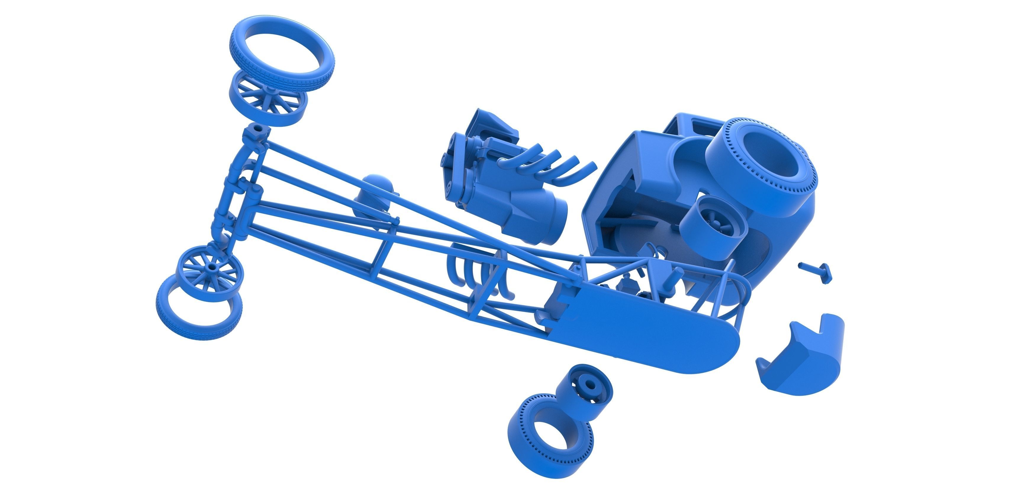 Front engine old school dragster with shell Scale 1 to 25 3D model 3D ...